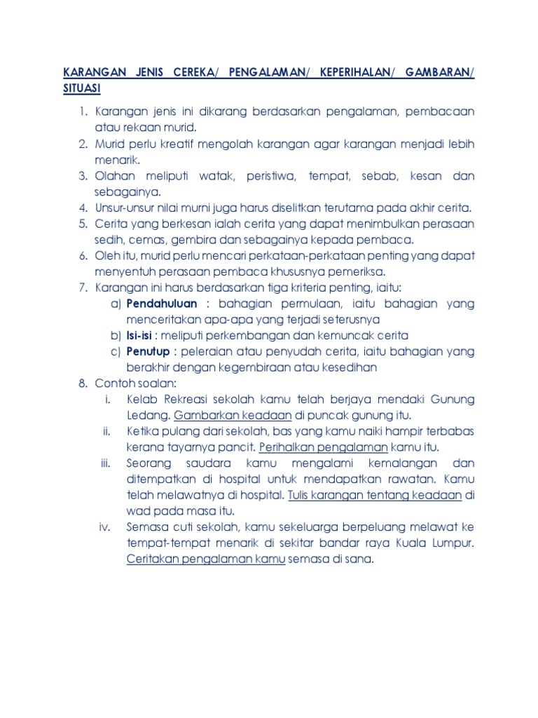 Karangan Jenis Cereka | PDF