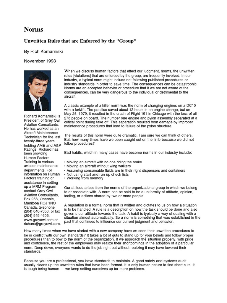 Norms: Unwritten Rules That Are Enforced by The "Group" | PDF | Norm ...