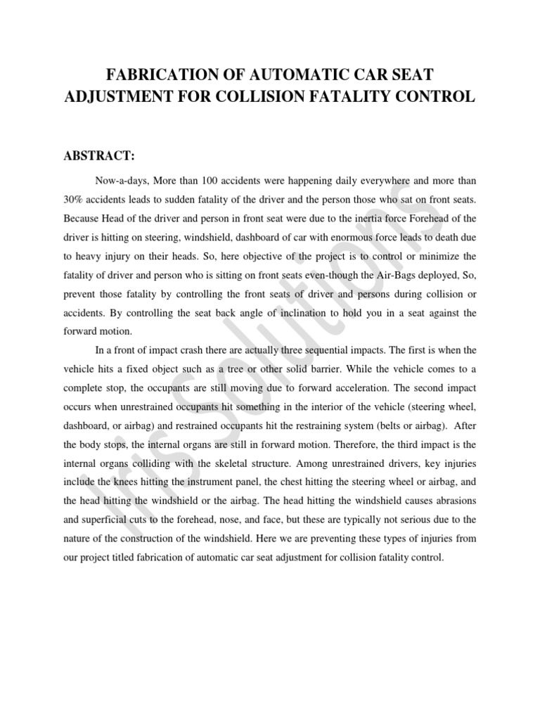 Fabrication of Automatic Car Seat Adjustment For Injury Prevention ...