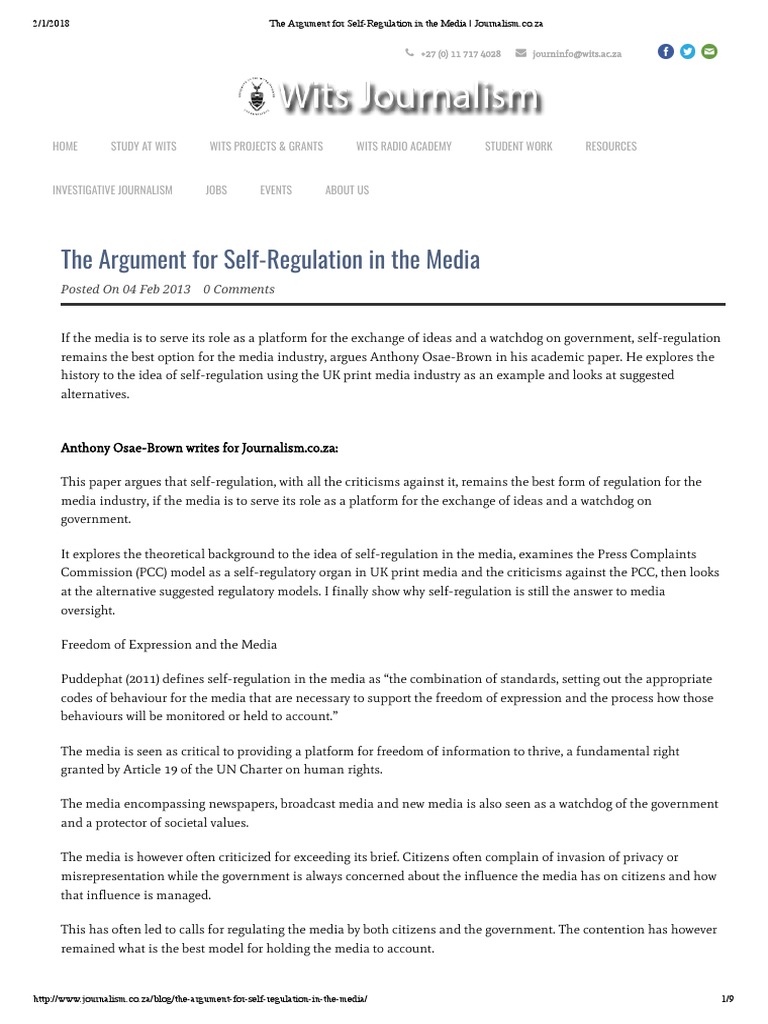Media Self Regulation | Download Free PDF | Emotional Self Regulation ...
