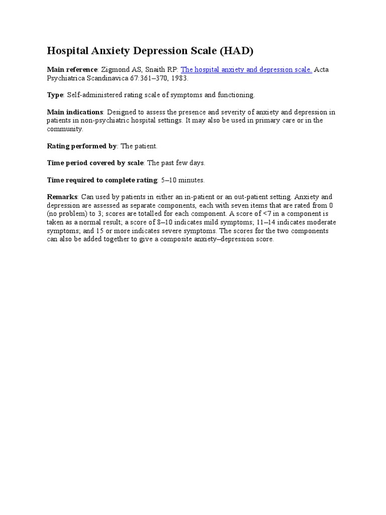 HAD Scale Details | PDF