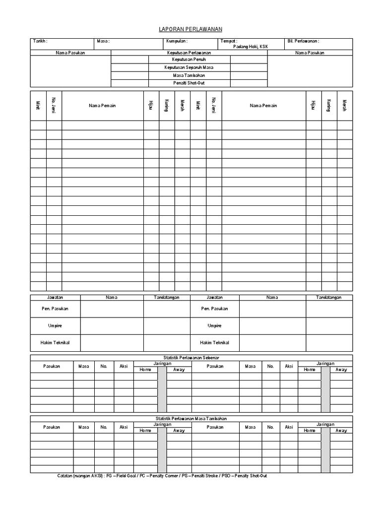 Borang Laporan Perlawanan | PDF