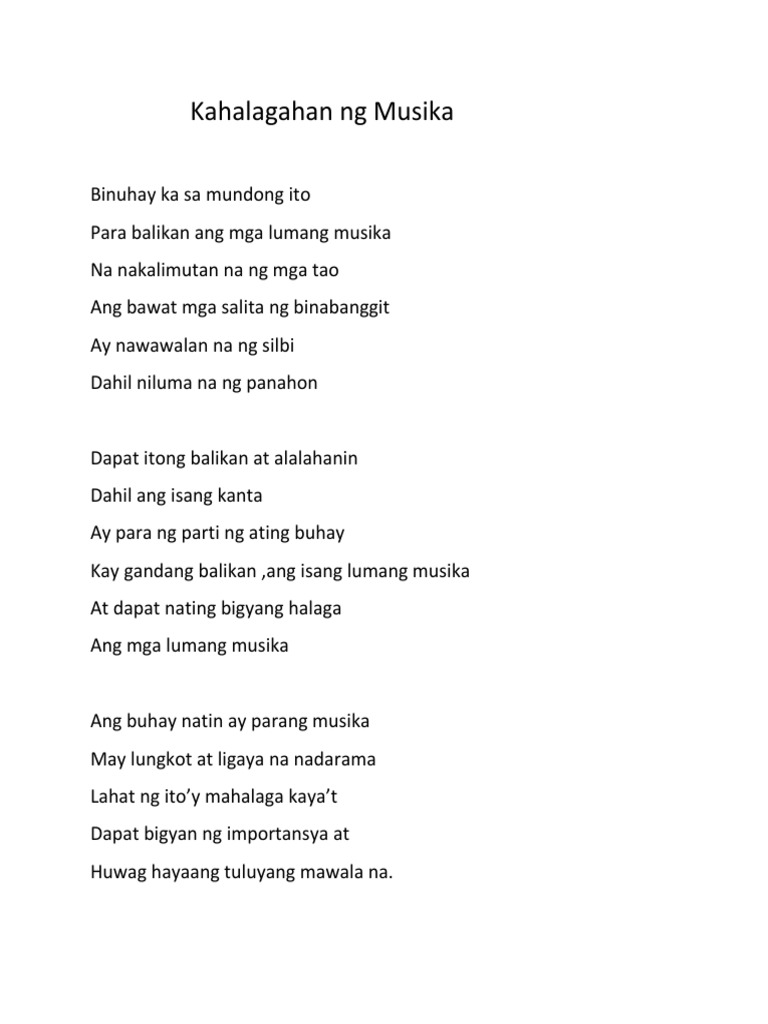 Kahalagahan Ng Musika