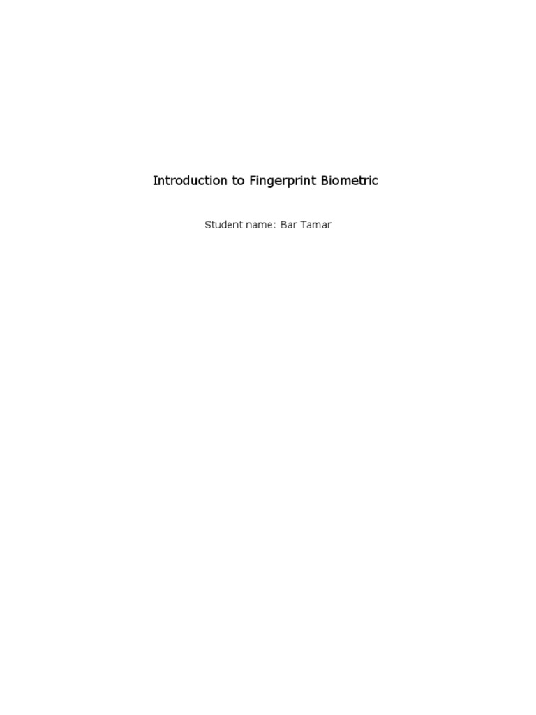 Introduction To Fingerprint Biometric Student Name Bar Tamar Pdf