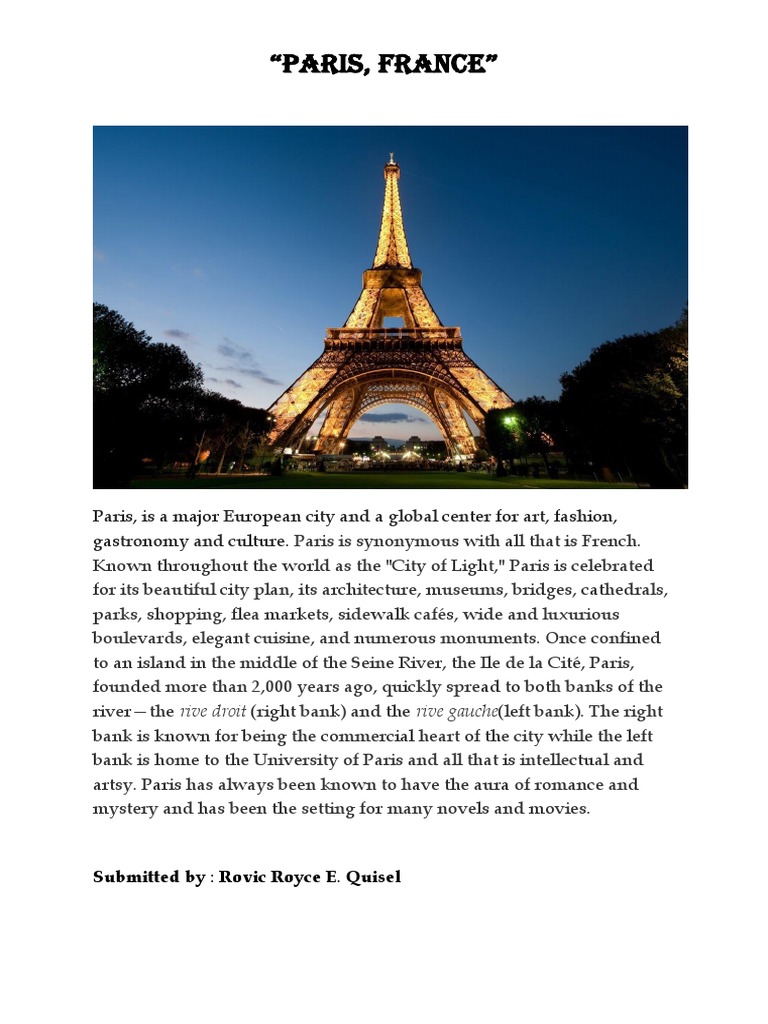 "PARIS, France": Paris, Is A Major European City and A Global Center ...