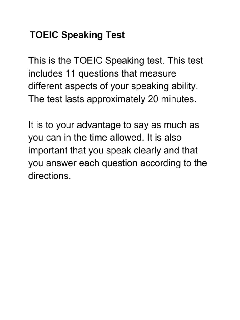 TOEIC Speaking Test Prep | PDF | Question | Human Communication
