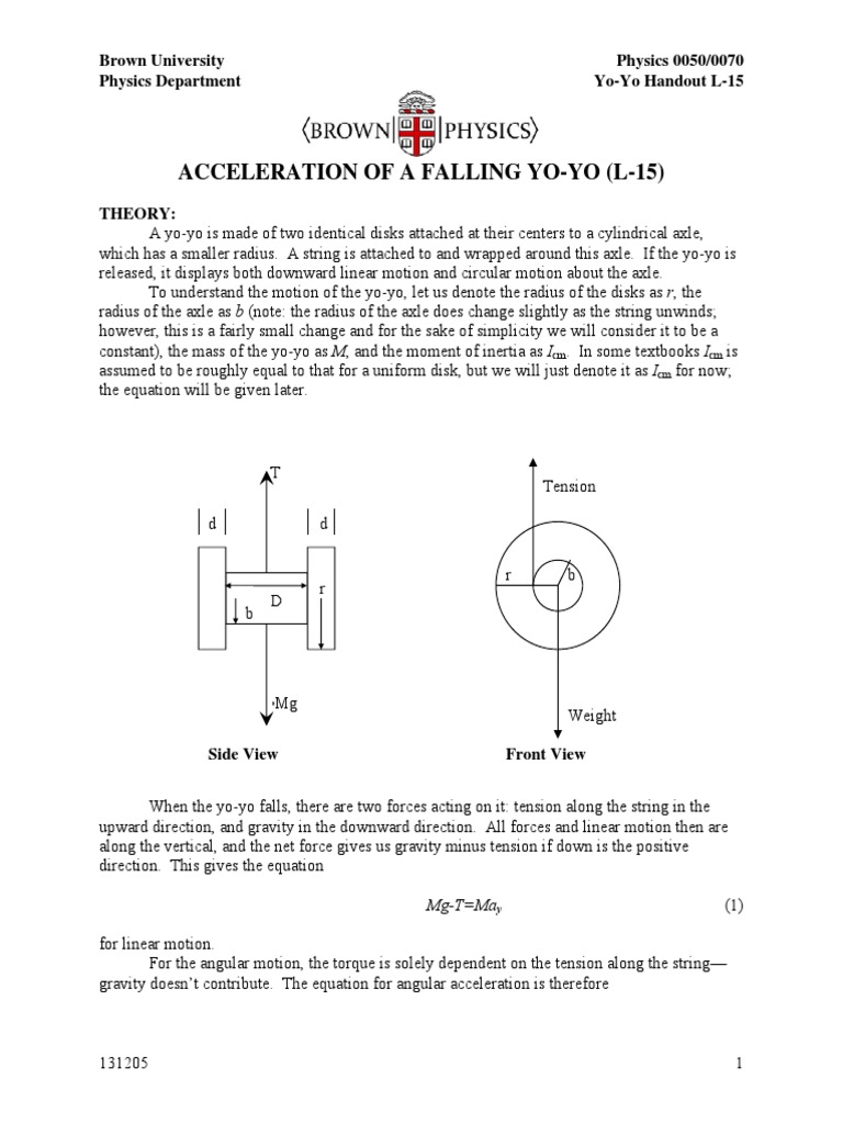 Yo Yo PDF | PDF | Tension (Physics) | Force