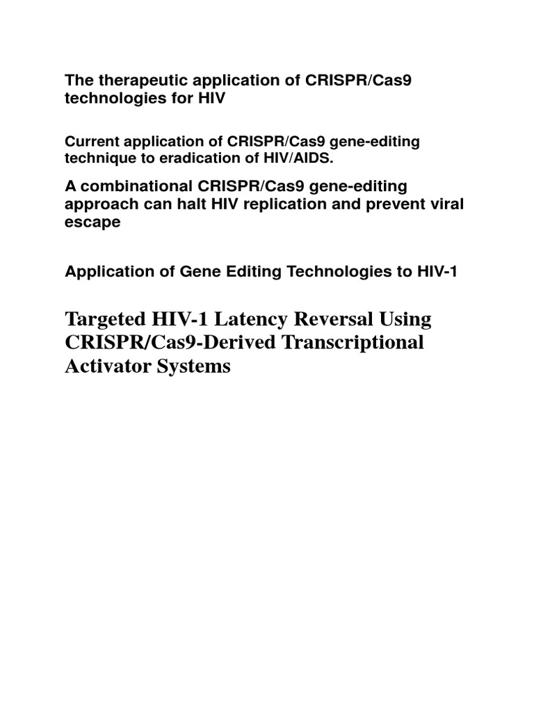 Targeted HIV-1 Latency Reversal Using CRISPR/Cas9-Derived ...