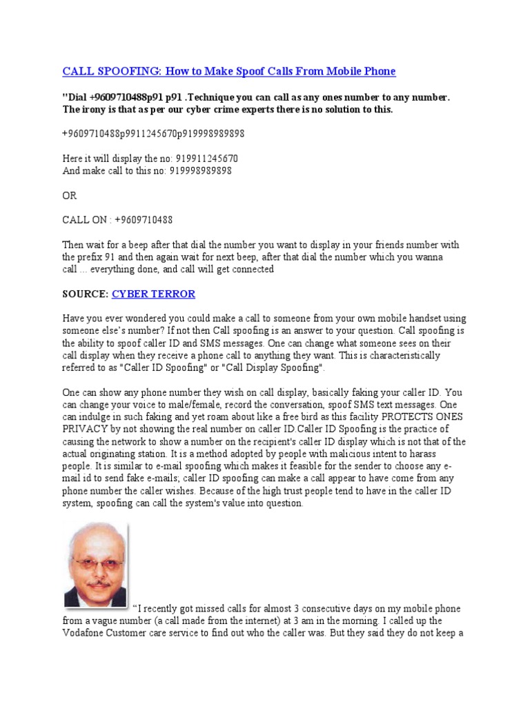 CALL SPOOFING: How To Make Spoof Calls From Mobile Phone | PDF ...