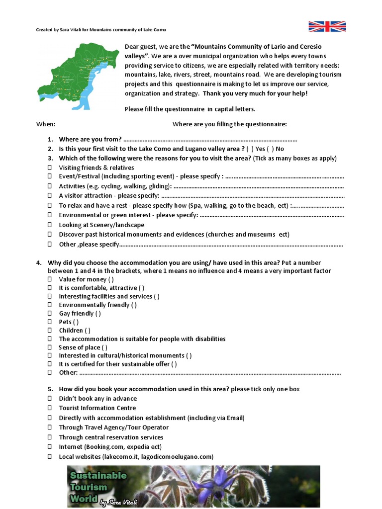 Tourism Questionnaire Lake Como 2013 | PDF | Transport | Tourism