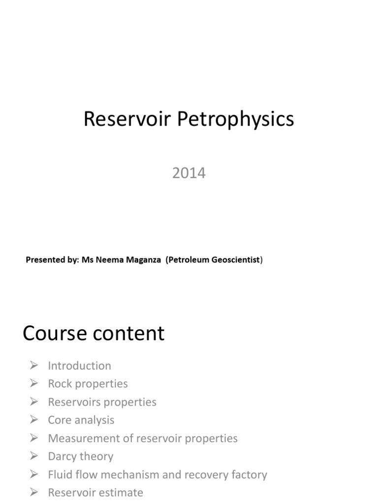 Reservoir Petrophysics Udom 1 | PDF | Petroleum Reservoir | Porosity