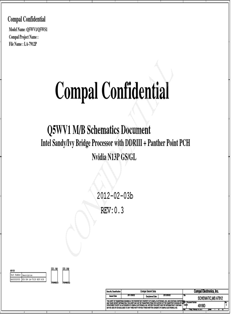 LA-7912P Schematic Overview | PDF | Classified Information | Trade Secret