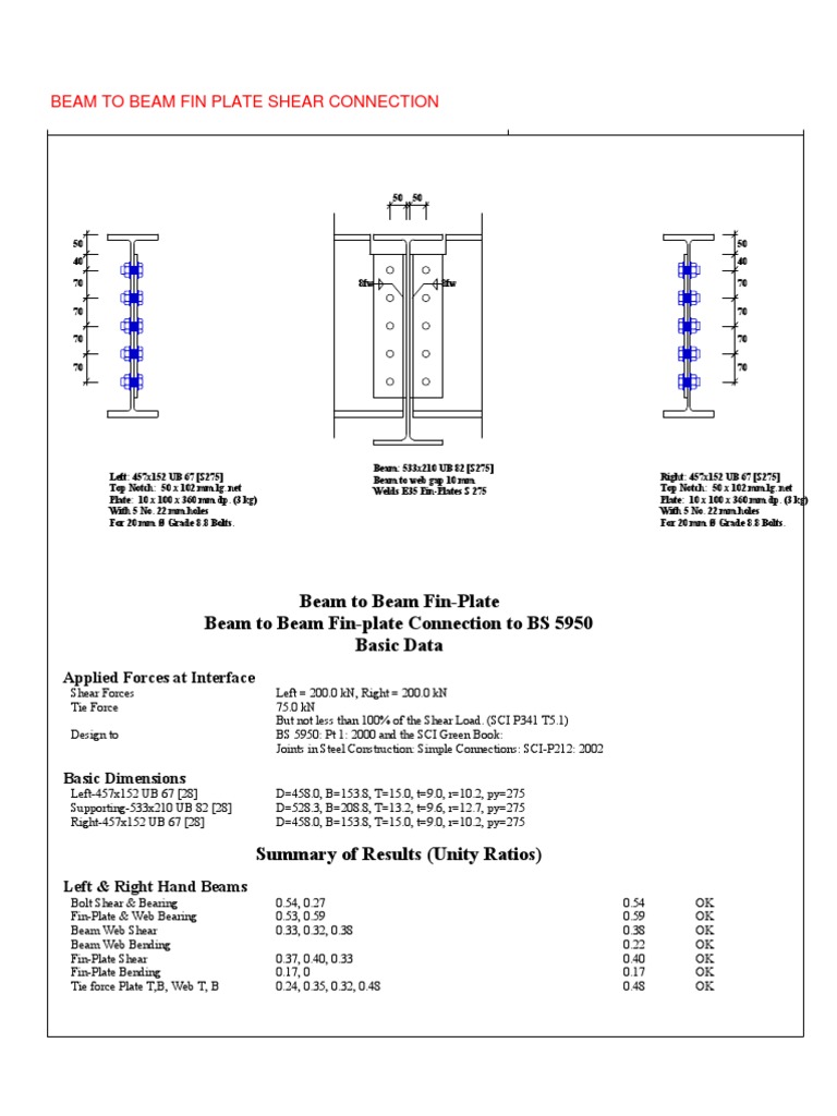Fin Plate Connection | Beam (Structure) | Bending