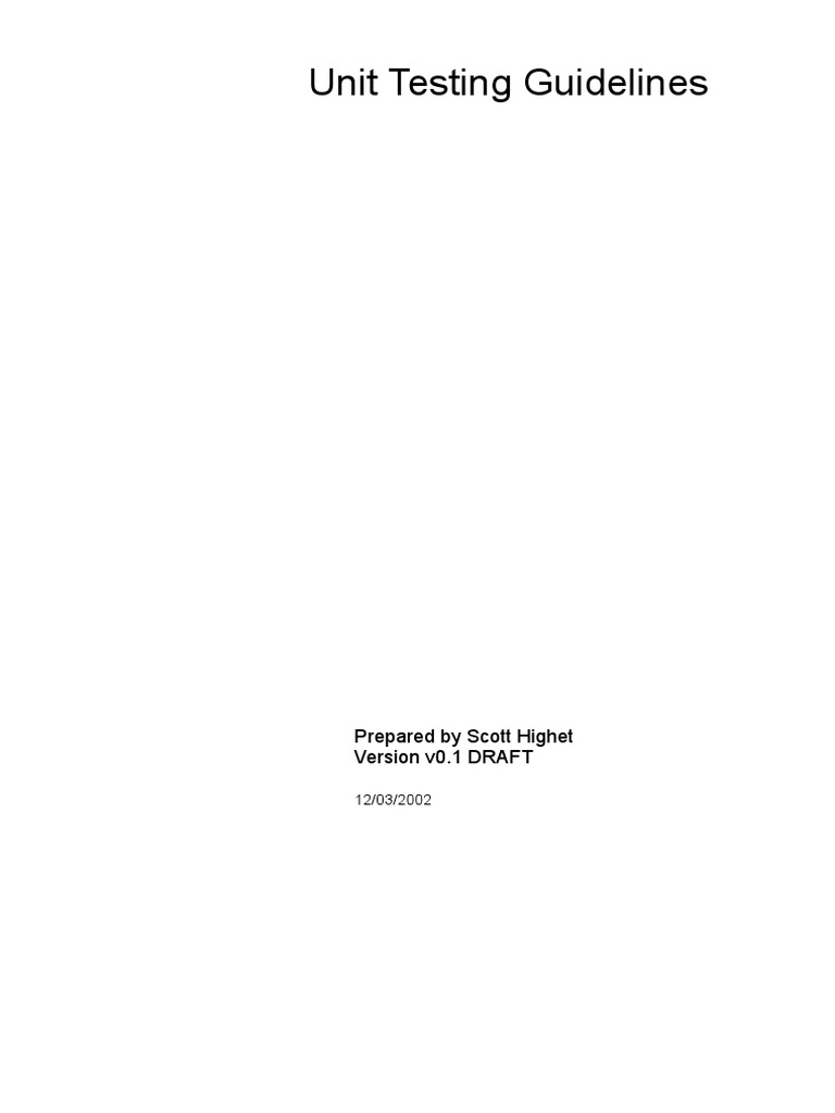 Unit Testing Guidelines Software Unit Testing | PDF | Unit Testing ...