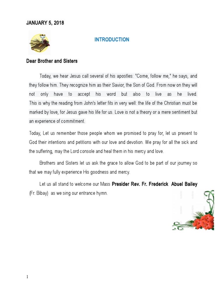 First Friday Mass Liturgy Sample | PDF | Mass (Liturgy) | Eucharist