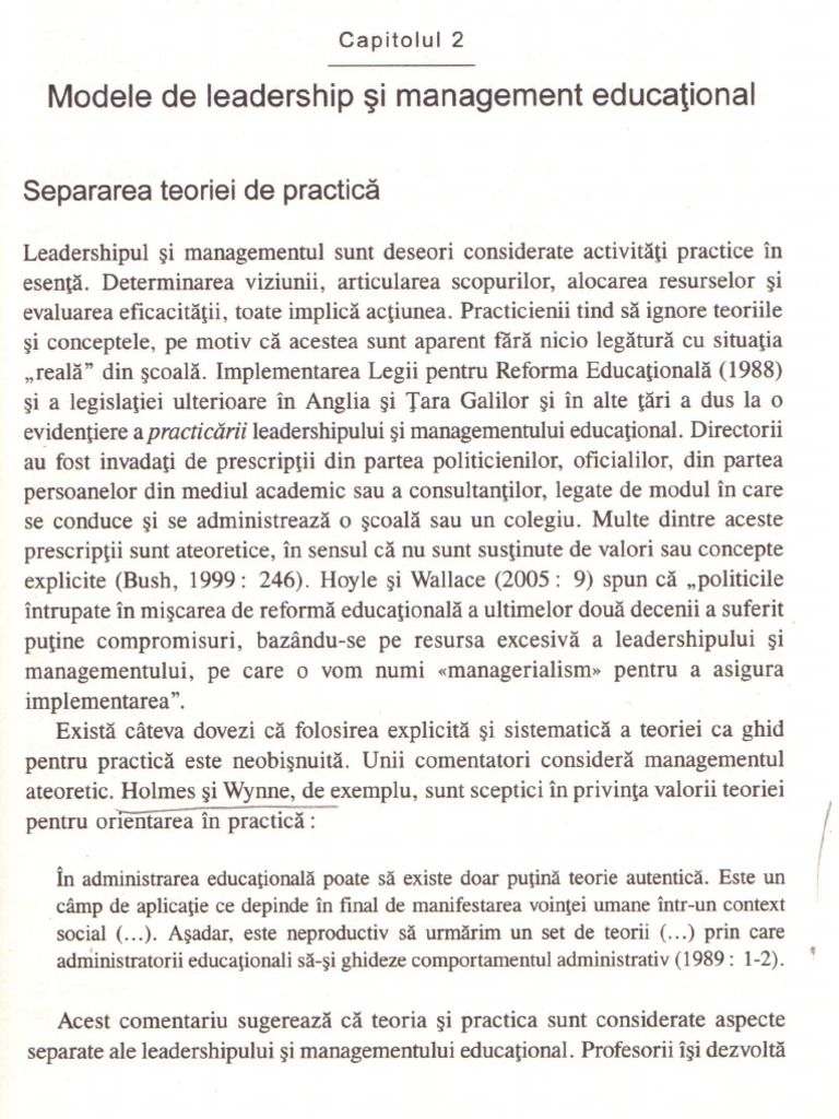 Modele de Leadership Si Managamentul Educational | PDF