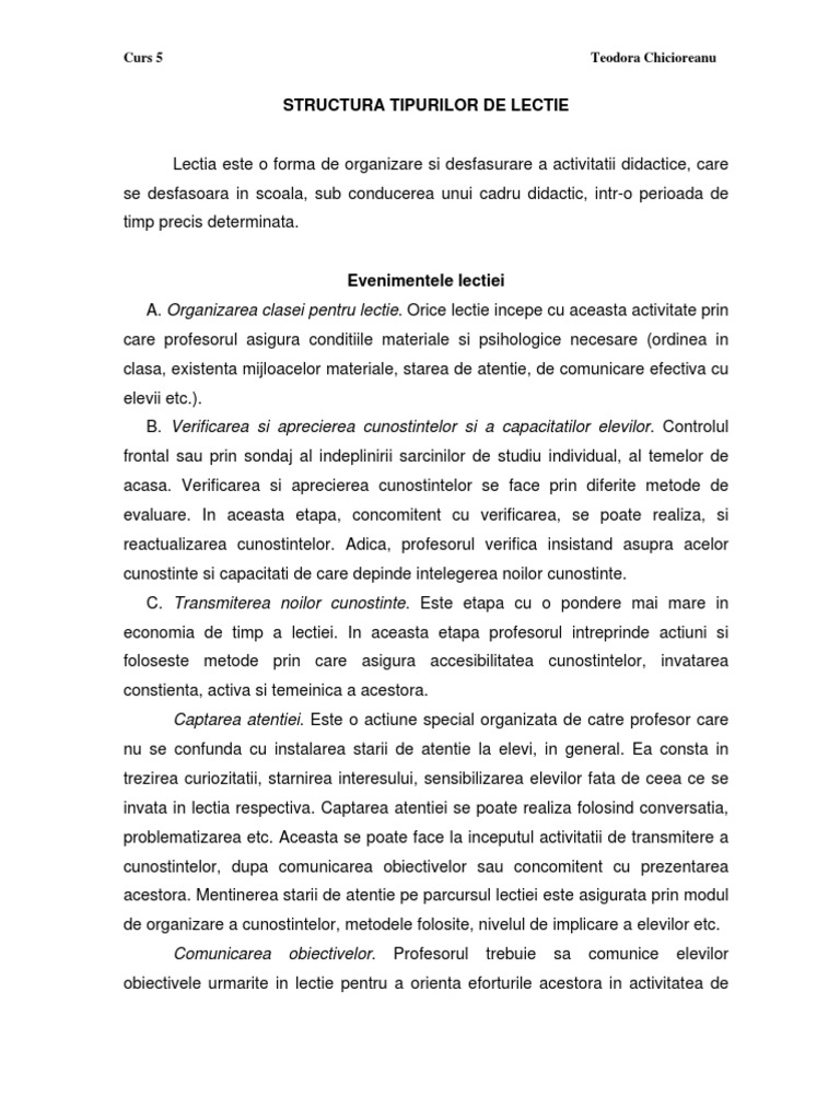 Tipuri de Lectie PDF | PDF