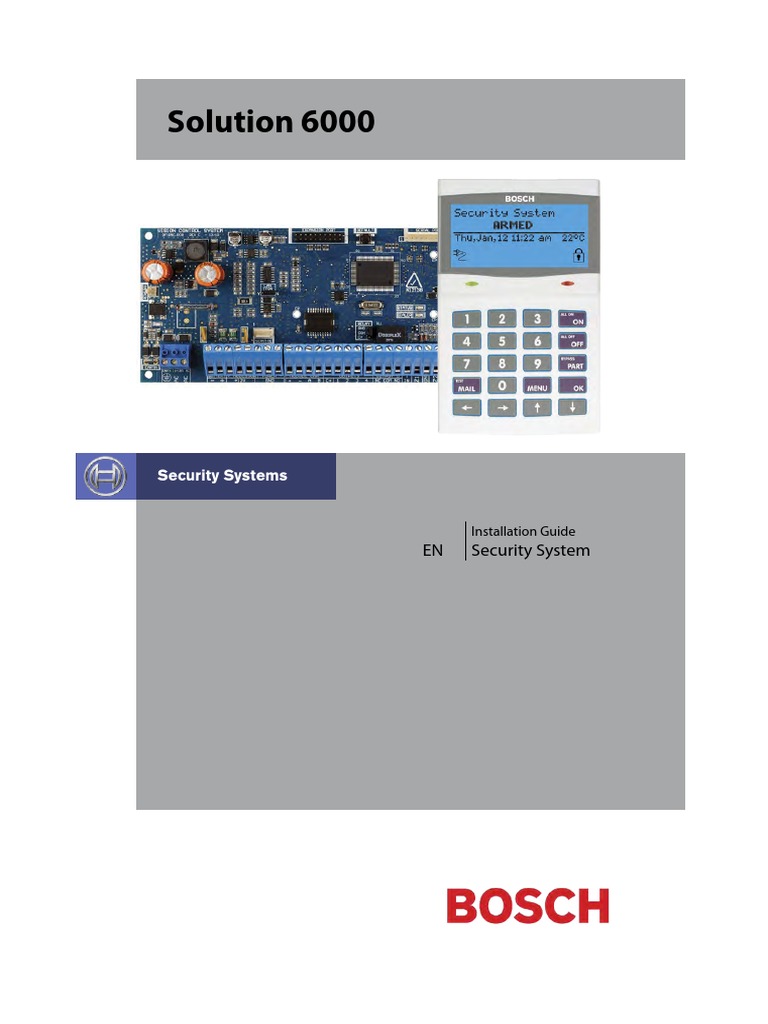 Bosch Solution 6000 - Installation Guide | Security Alarm | Trademark