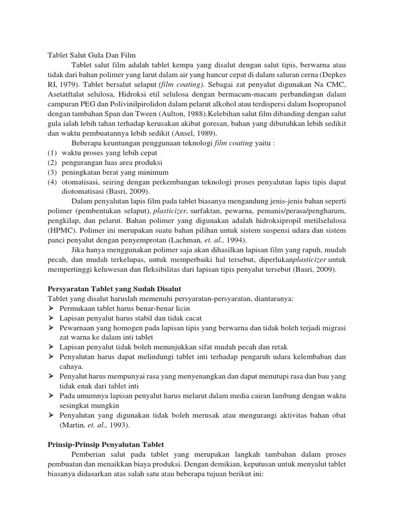 Tablet Salut Gula dan Film: Perbandingan Proses dan Persyaratan ...