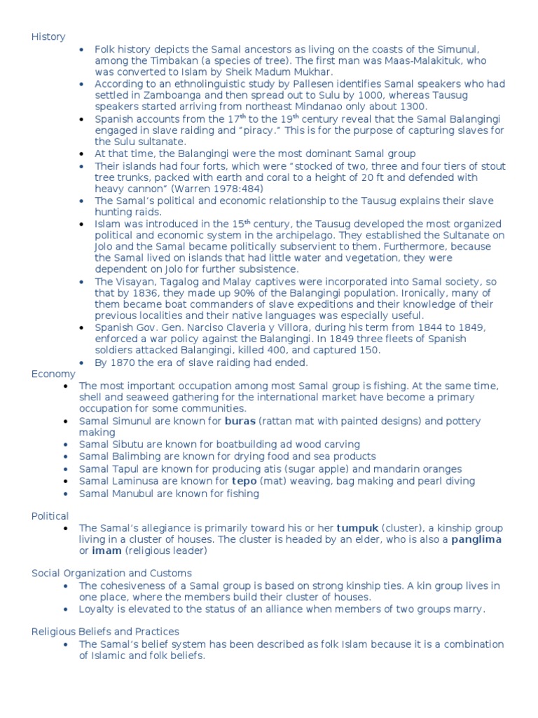 Samal People: A History, Culture and Way of Life | PDF