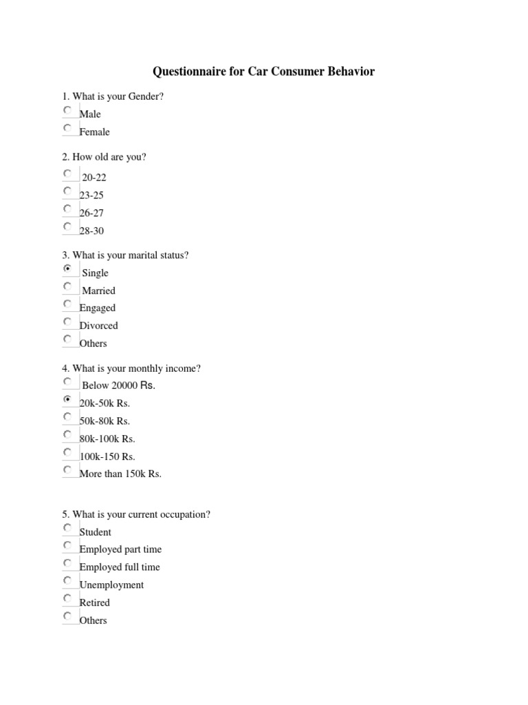 Questionnaire Design | PDF | Advertising | Car