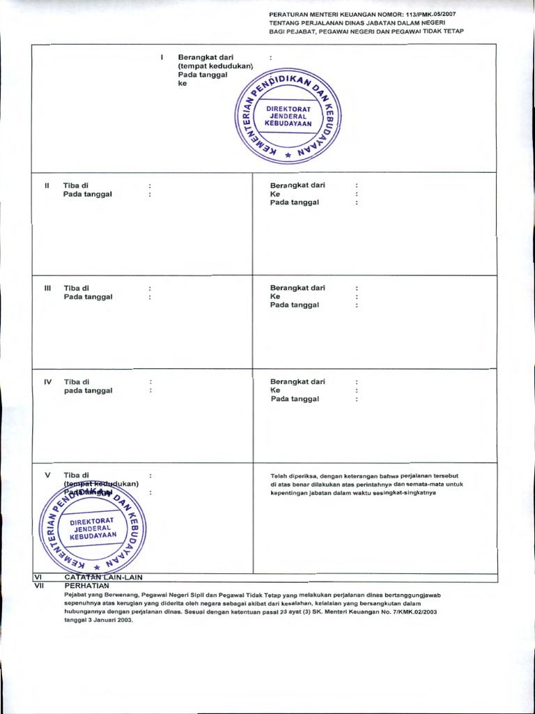 Contoh Format SPPD Perjalanan Dinas | PDF