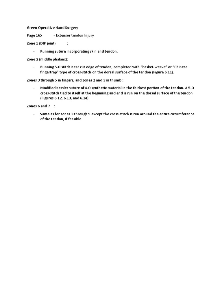 Green Operative Hand Surgery - Tendon Injury | PDF | Finger | Hand