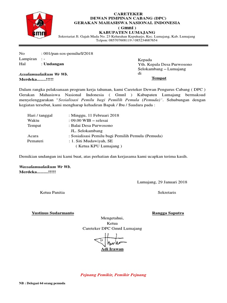 Surat Undangan KPU OSIS | PDF