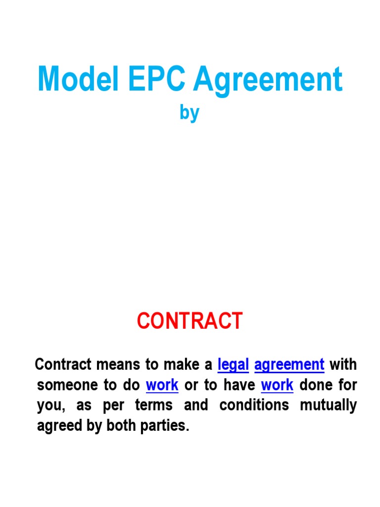 Key Elements and Steps of a Model EPC Agreement for Highway ...