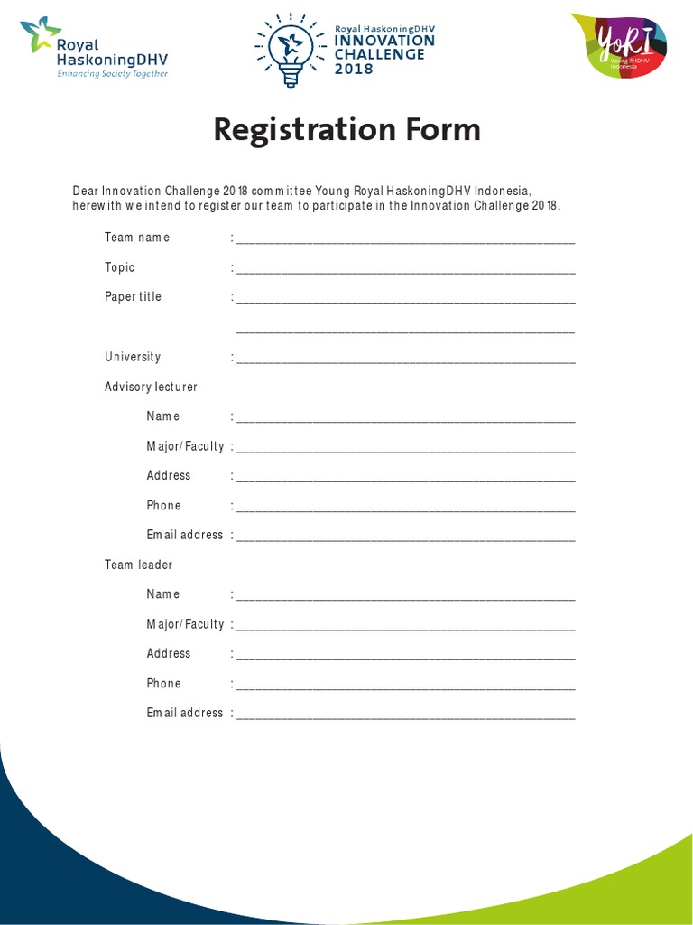 Registration Form: Innovation Challenge 2018 | PDF | Government