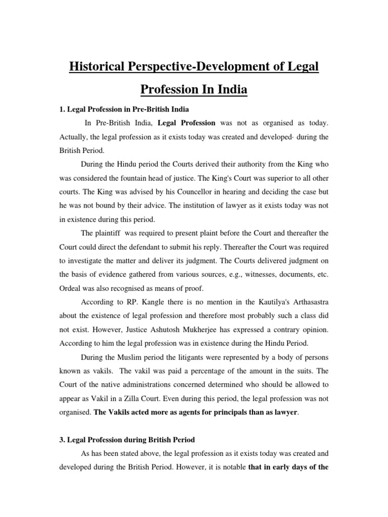 Historical Perspective-Development of Legal Profession In India ...