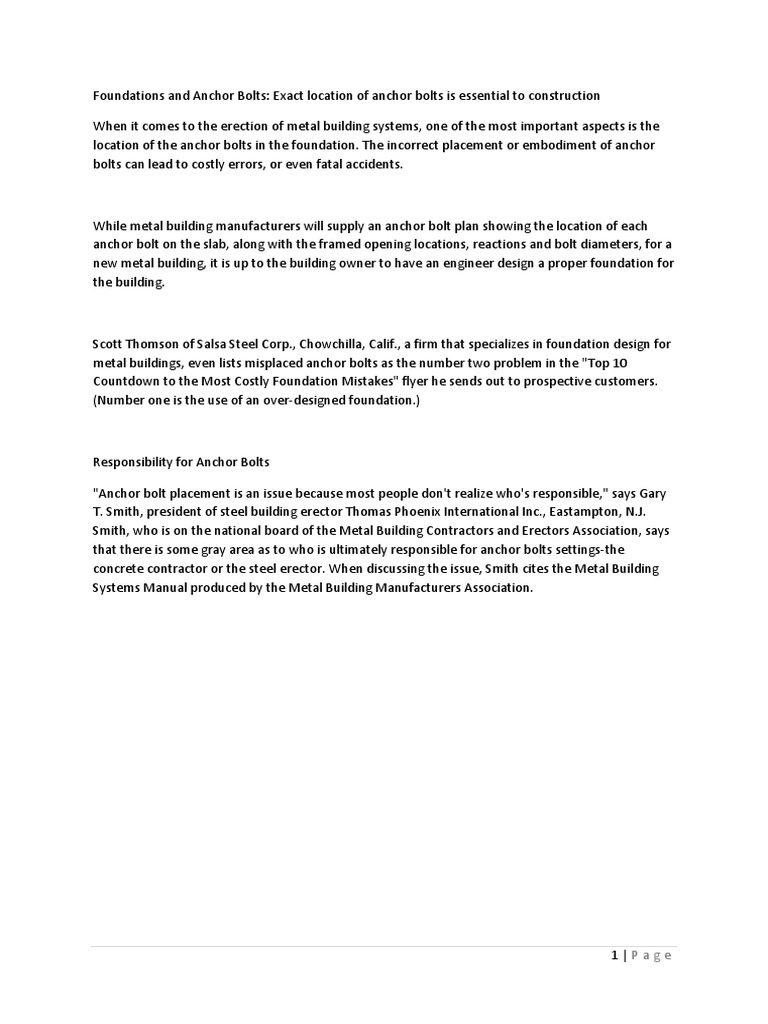 Foundations and Anchor Bolts | PDF | Building Insulation | Heat Transfer