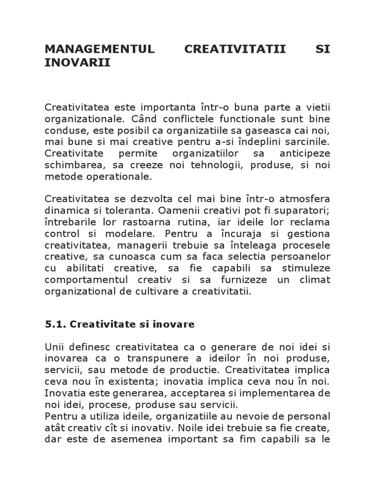 Managementul Inovarii | PDF
