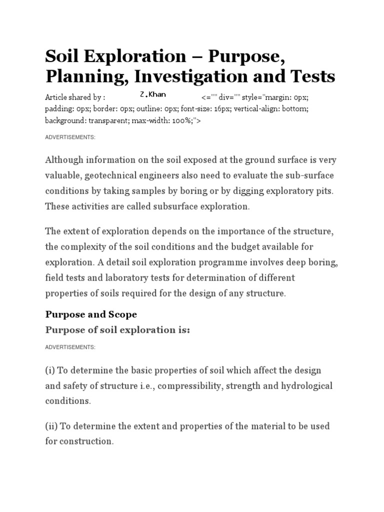 Soil Exploration See | PDF | Geotechnical Engineering | Infrastructure