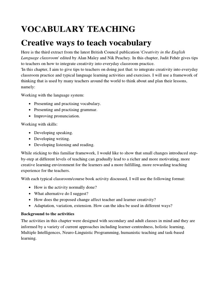 Voc Teach | PDF | Vocabulary | Reading Comprehension