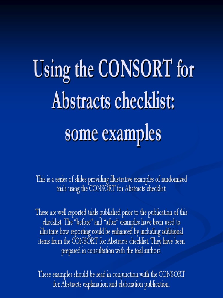 CONSORT Extension For Abstracts Checklist Examples PDF | PDF ...