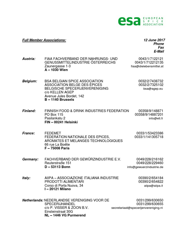 Esa Membership List | PDF