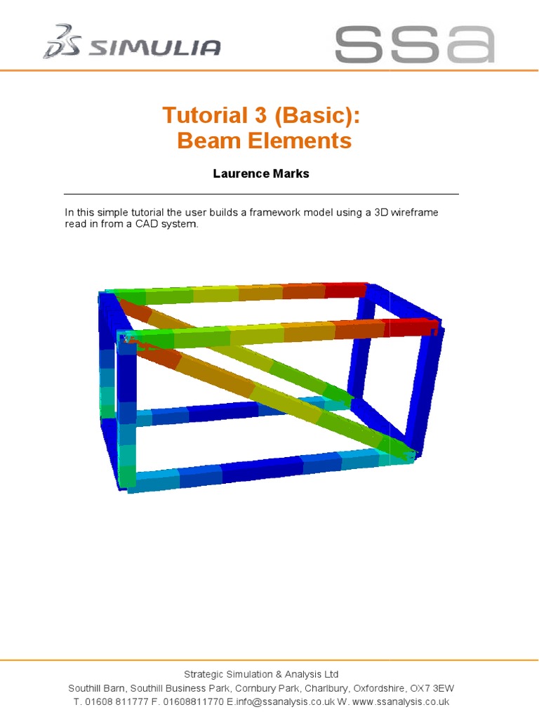 Tutorial 3 Beam Elements Tutorial 3 (Basic) : Beam Elements: Laurence Marks | PDF | 3 D Computer ...