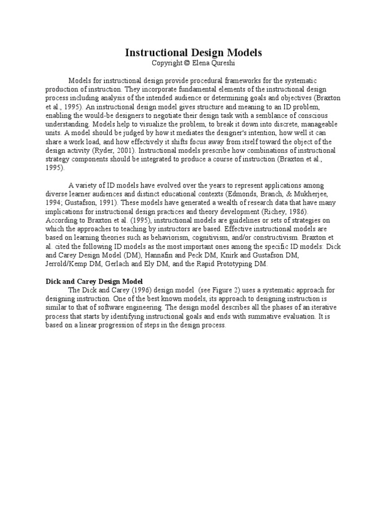 Instructional Design Models | PDF | Instructional Design | Educational ...