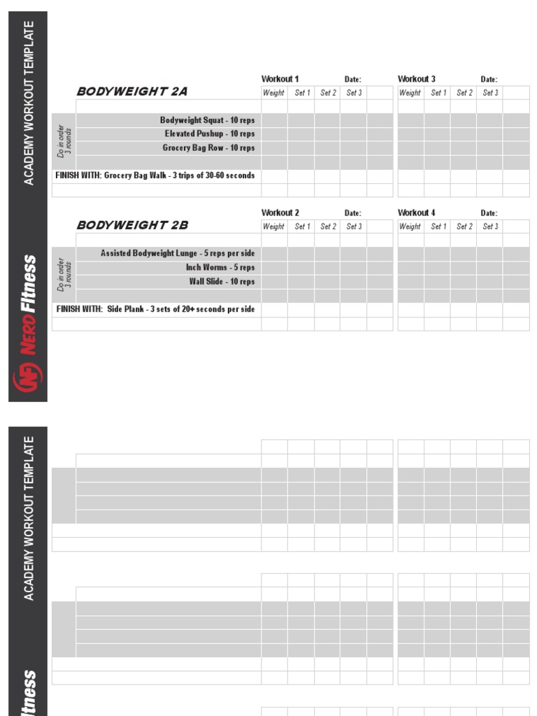Academy Bodyweight Workout Plan | PDF