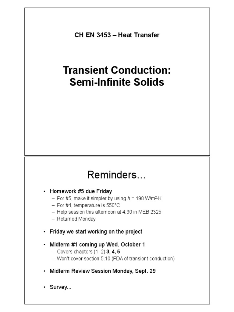 Lecture 13 - Semi-Infinite Solids | PDF | Thermal Conduction | Heat ...