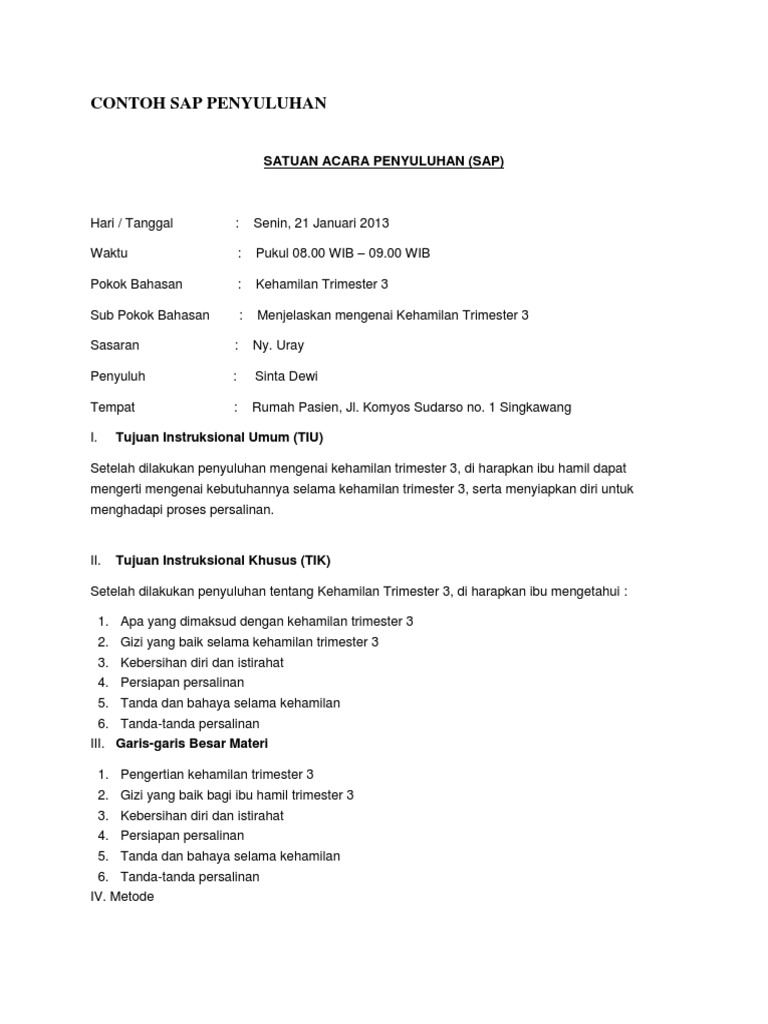 Contoh Sap Penyuluhan