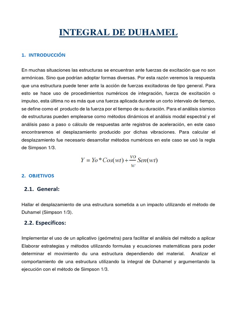 Integral de Duhamel | PDF | Integral | Fuerza