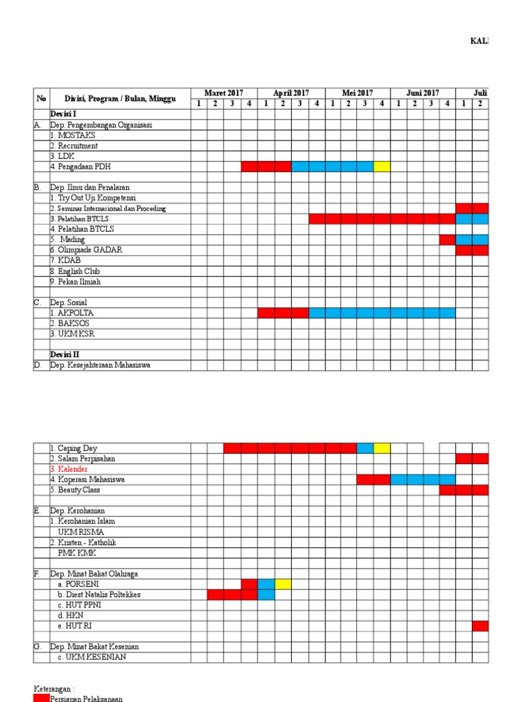 Kalender Kegiatan Kotak 2017 2018 | PDF