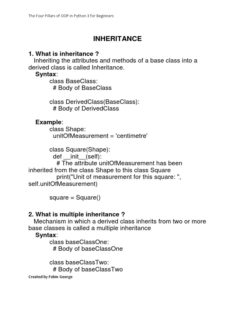 What Is Inheritance ? | Download Free PDF | Class (Computer Programming) | Inheritance (Object ...