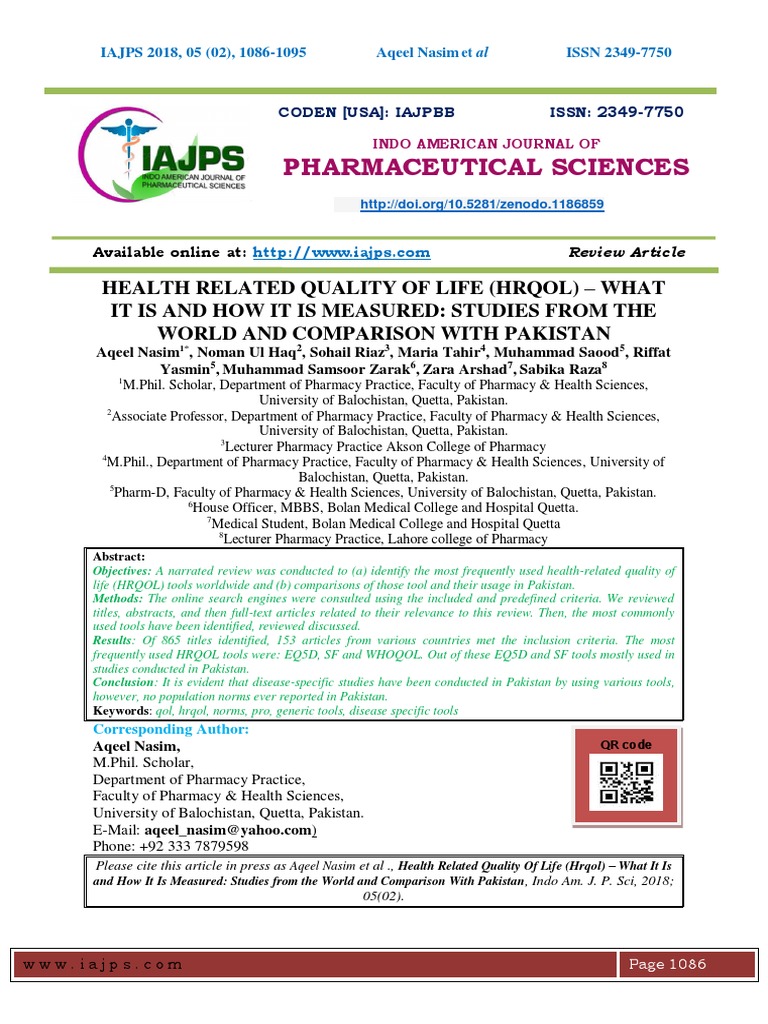 Health Related Quality of Life (Hrqol) - What It Is and How It Is ...