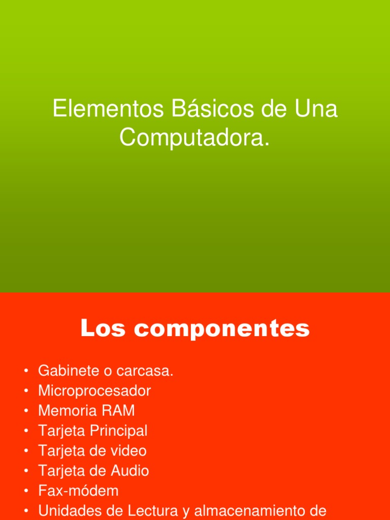 Elementos Basicos de Una Computadora | PDF | Almacenamiento de datos de la computadora ...