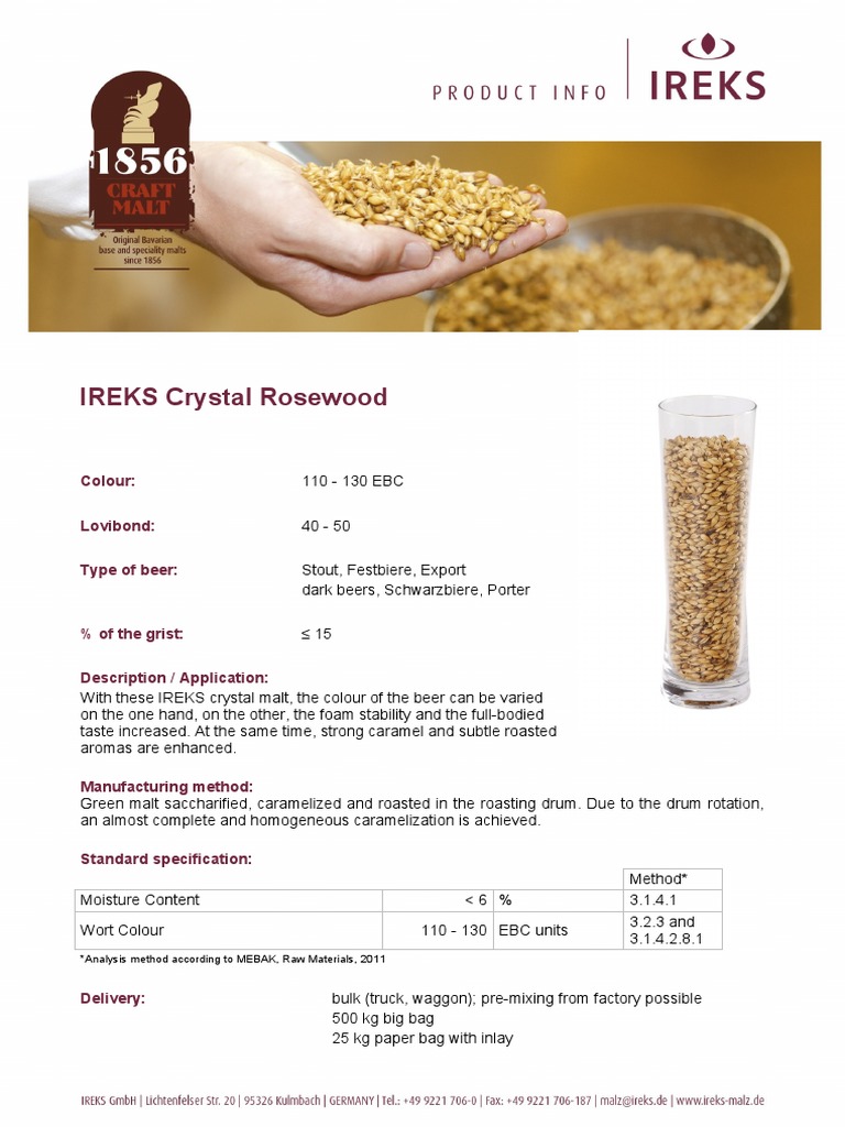 IREKS Crystal Rosewood Malt Overview | PDF