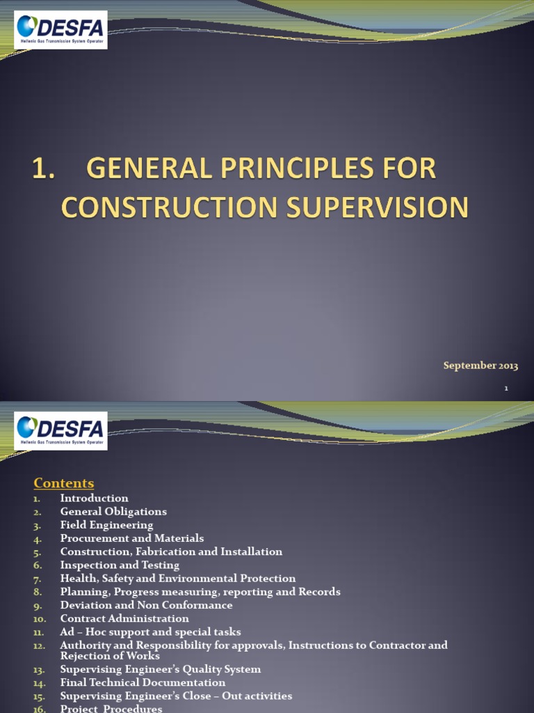 General Principles For Construction Supervision | PDF | General Contractor | Specification ...