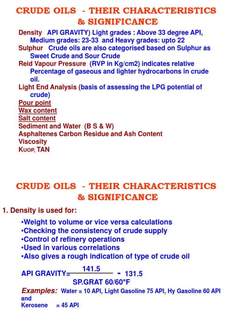 5crude Oil Characteristics | PDF | Oil Refinery | Petroleum